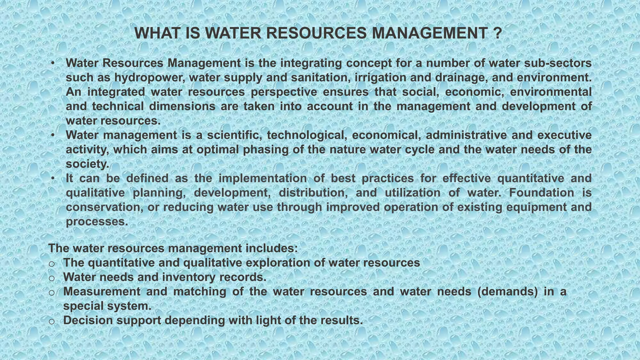 Water resource management | PPTX | Water Services | Home Utilities