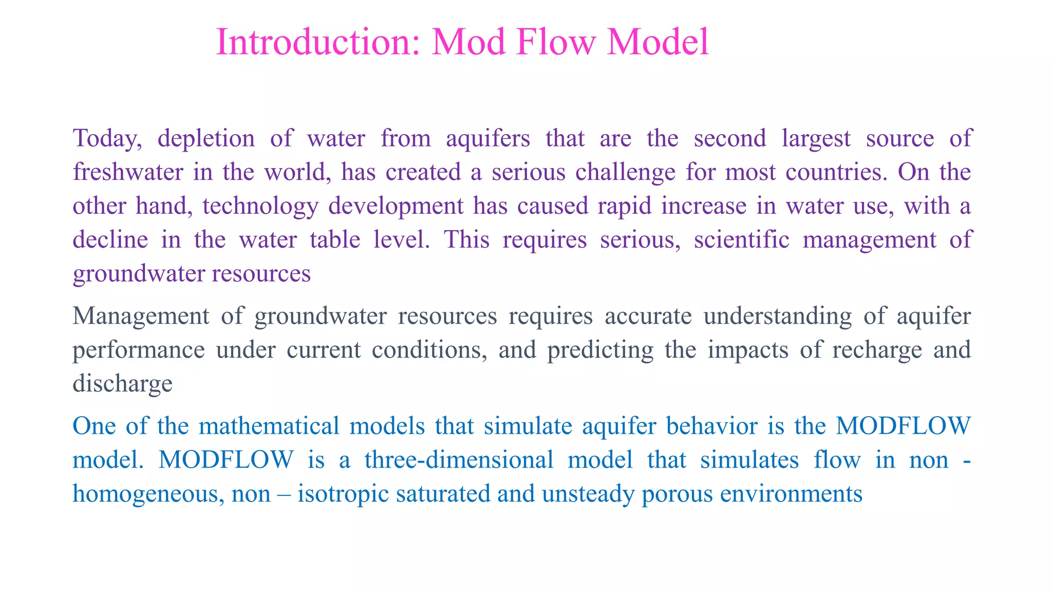 Water resource model modflow | PPTX