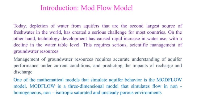 Water resource model modflow | PPTX