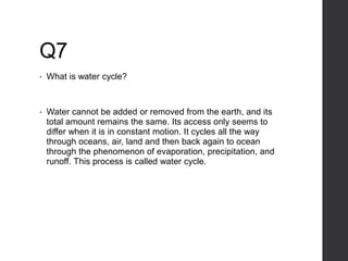 Water resource Question/Answer | PPTX