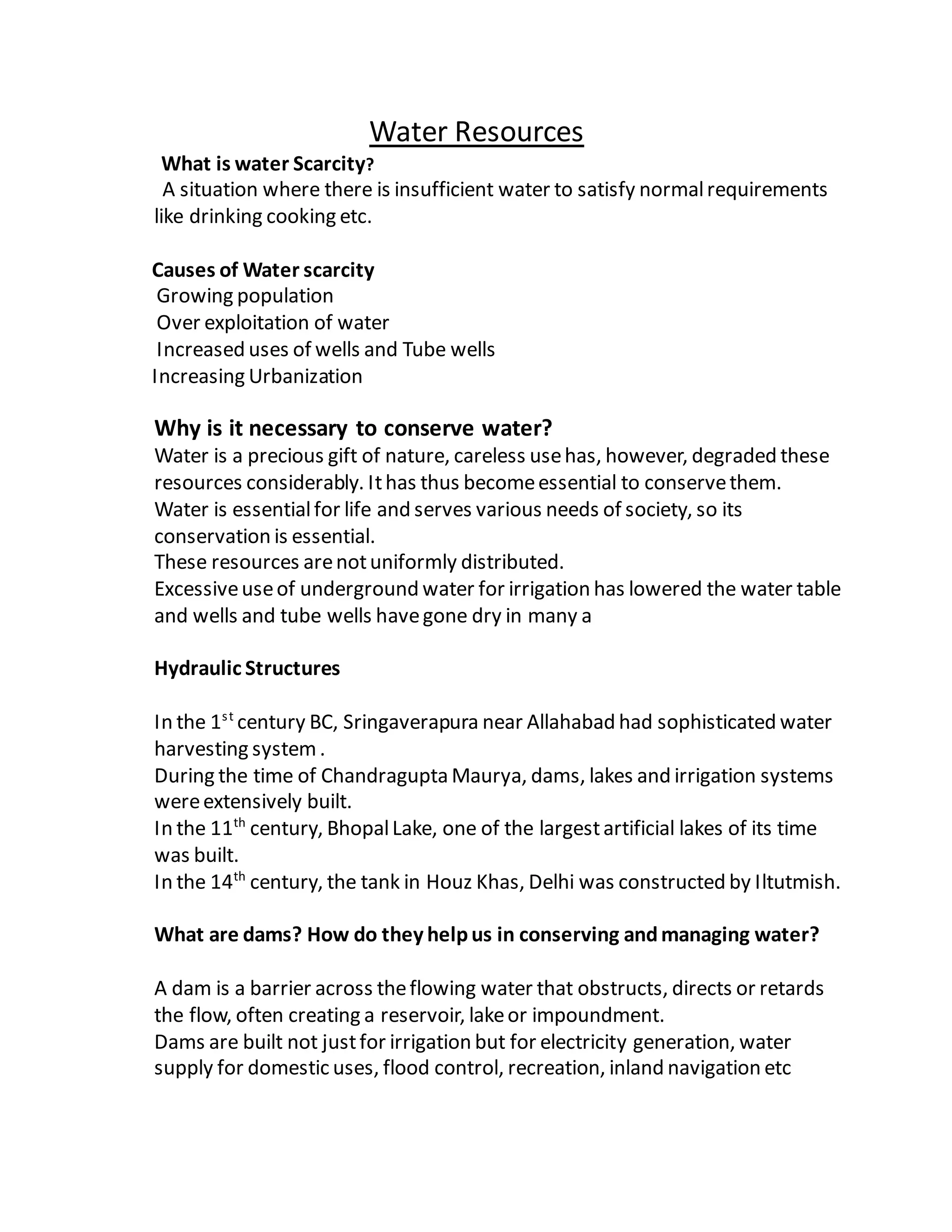 Water resources notes | DOCX