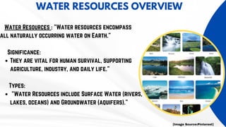 Water resources;their uses and overutilisation , floods and droughts | PDF