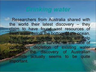 Water resources in Australia and Oceania by Group4 | PPT