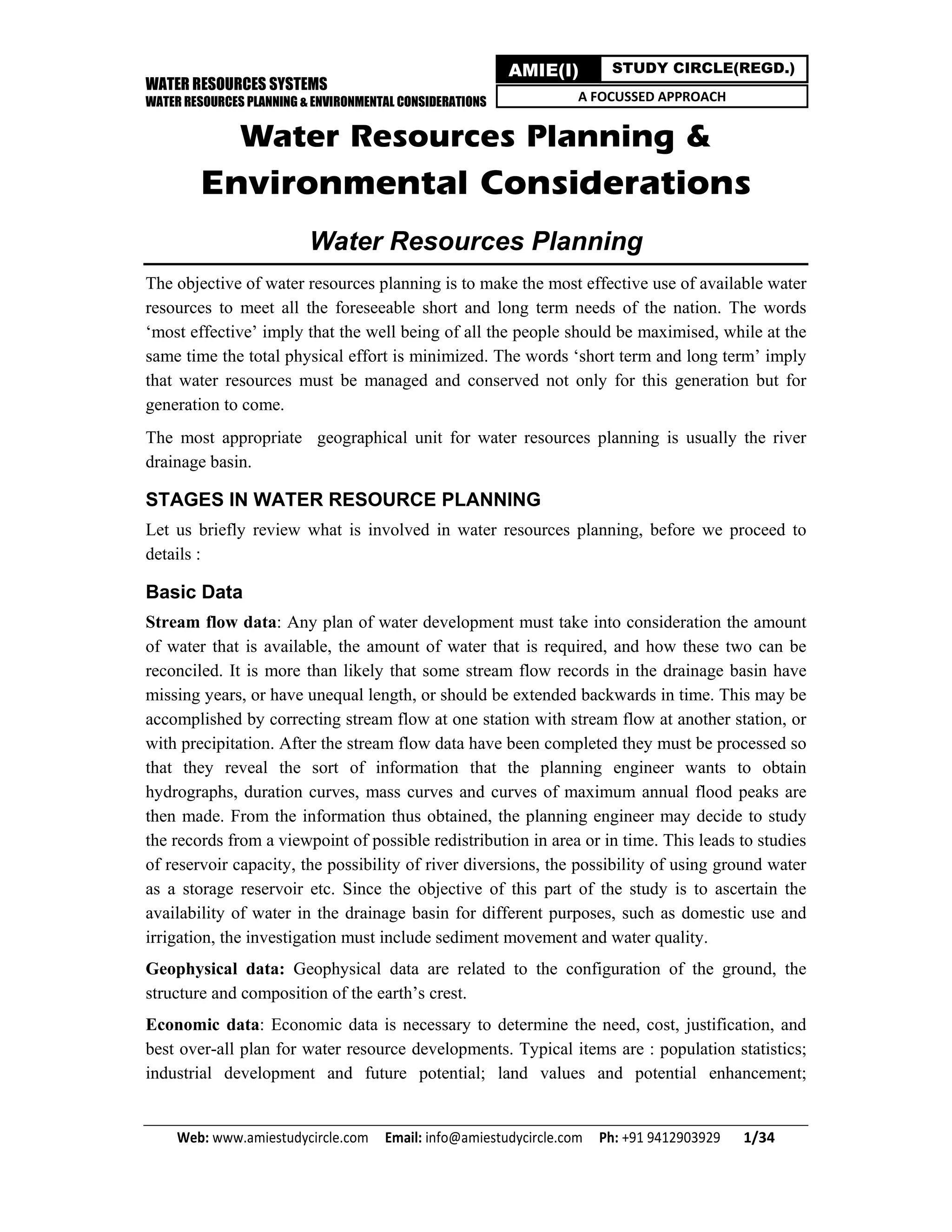 Water resources planning & environmental considerations | PDF
