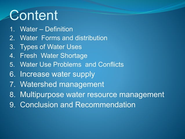 Water resources PPT | PPTX | Chemistry | Science