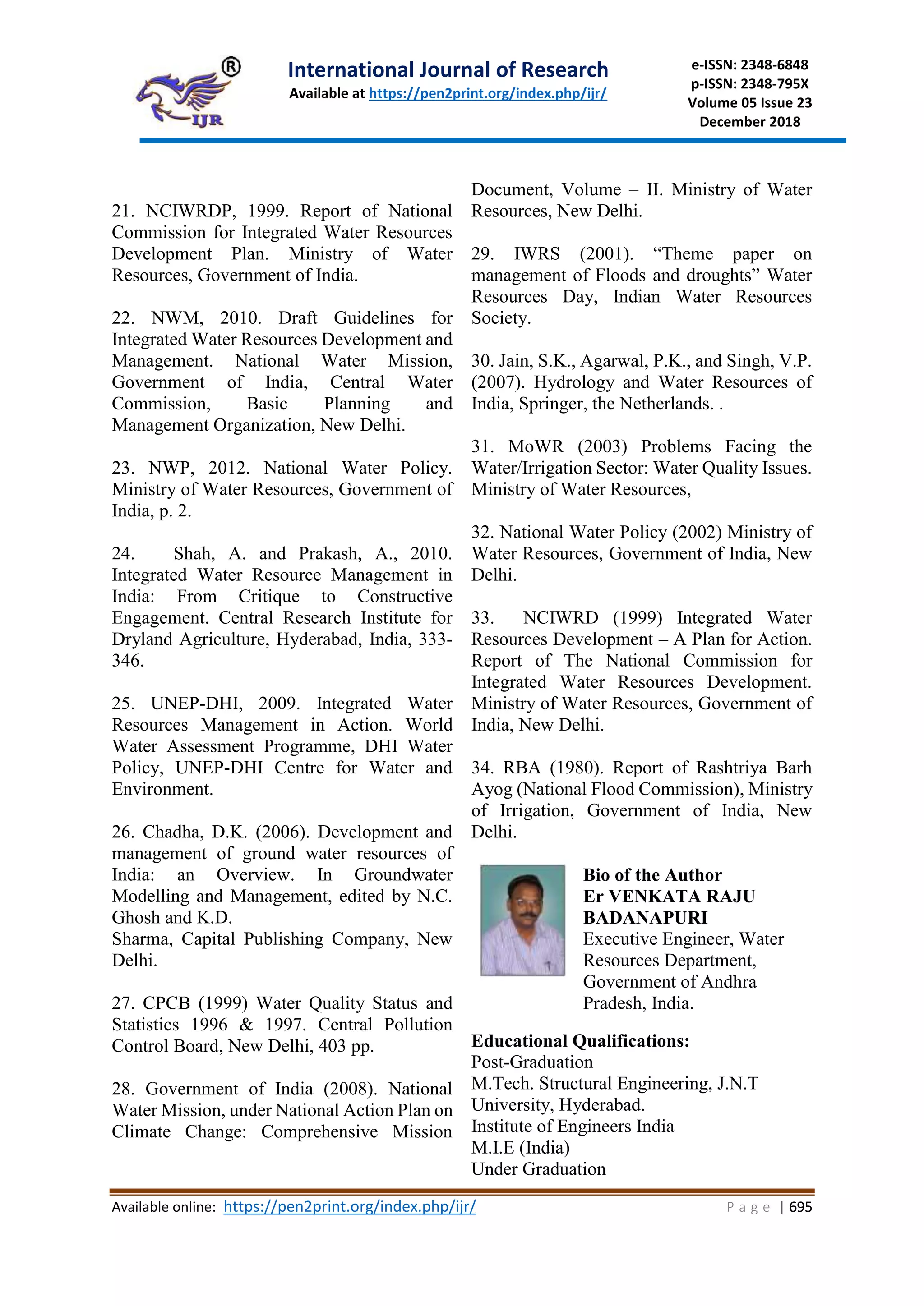 Water Resources Scenario in India Its Requirement, Water Degradation ...