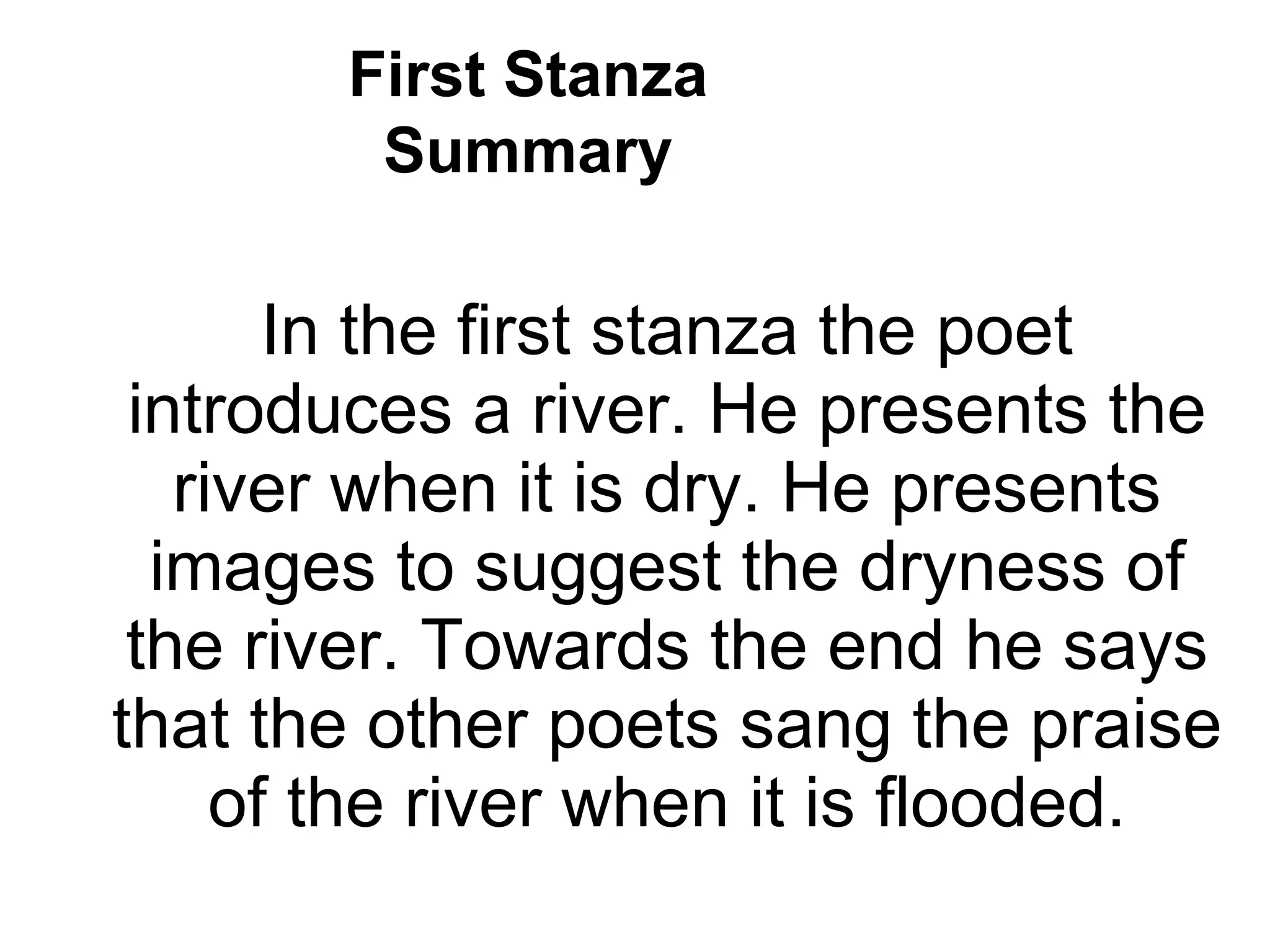 The River ,I Stanza Introduction | PPT