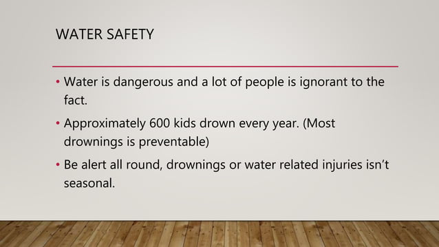 Water Safety and Awareness | PPTX | First Aid | Injuries