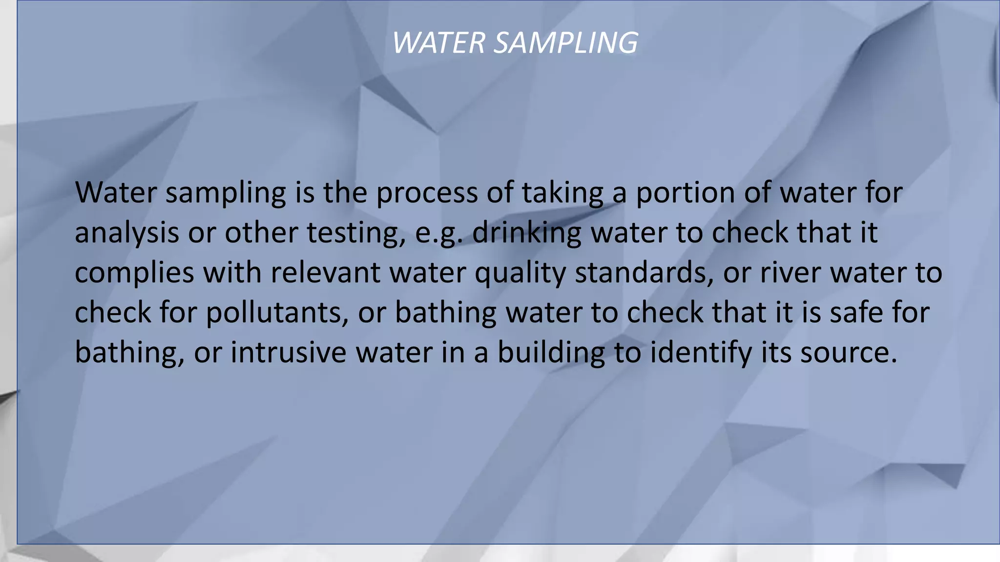 Water Sampling and analysis instruments | PPTX