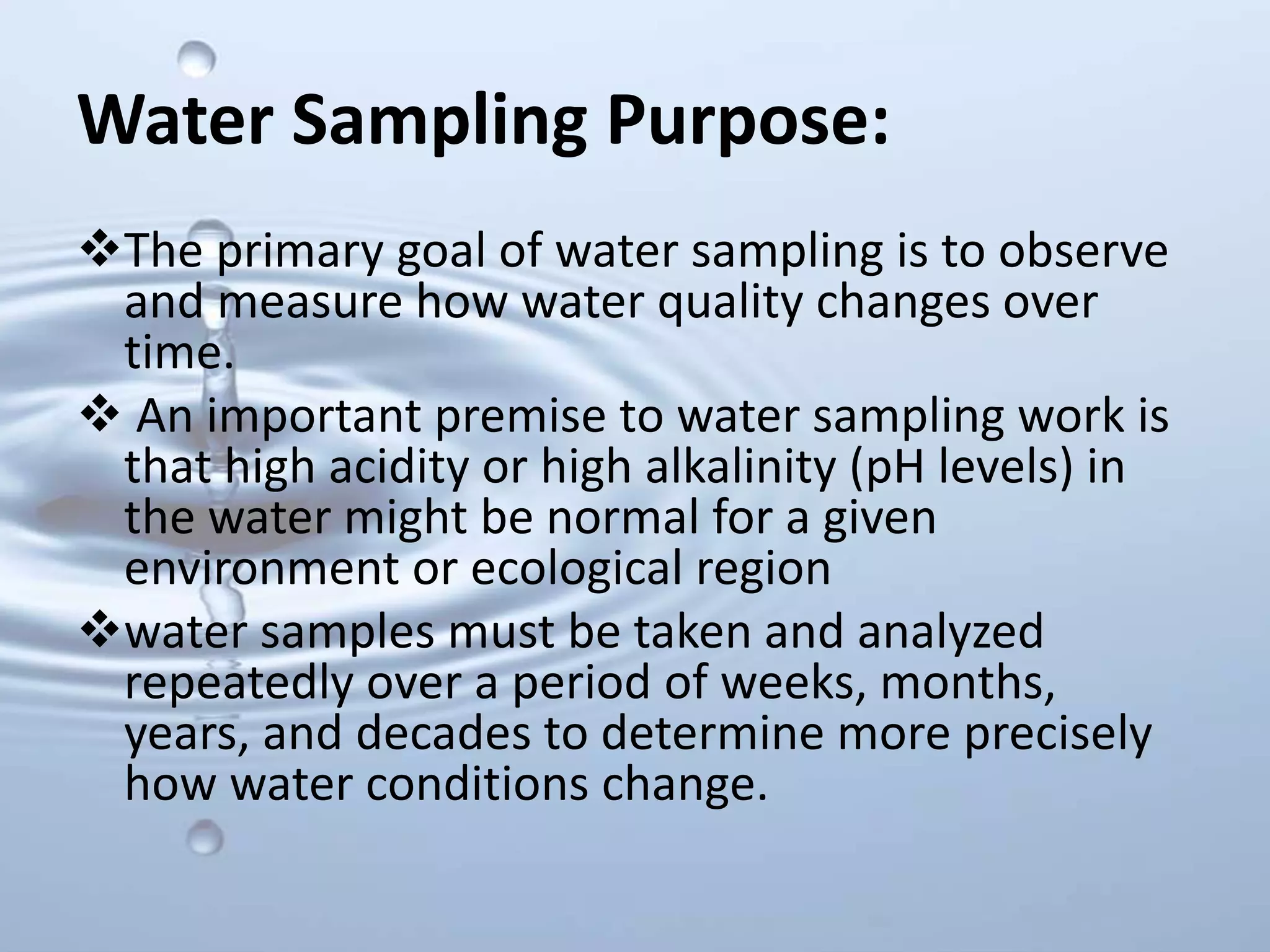 Water sampling , procedure, purpose , techniques and equipments | PPTX