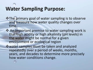 Water sampling , procedure, purpose , techniques and equipments | PPTX