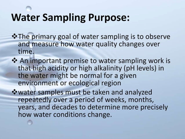 Water sampling , procedure, purpose , techniques and equipments | PPTX
