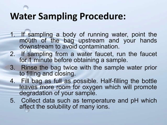 Water sampling , procedure, purpose , techniques and equipments | PPTX