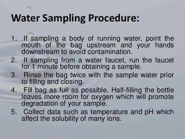 Water sampling , procedure, purpose , techniques and equipments