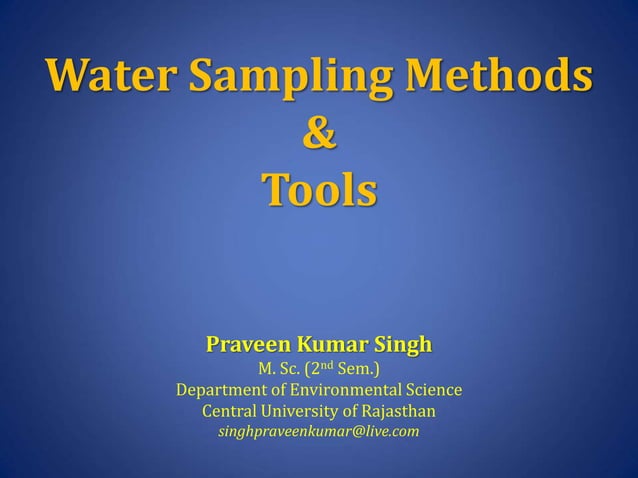 Water sampling methods and tools | PPTX