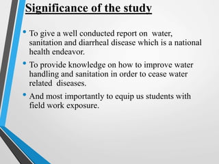 Water, sanitation and diarrheal disease presentation | PPTX