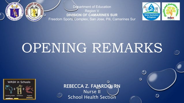 WATER, SANITATION AND HYGIENE IN SCHOOLS ReOrientation.pptx | Secondary ...