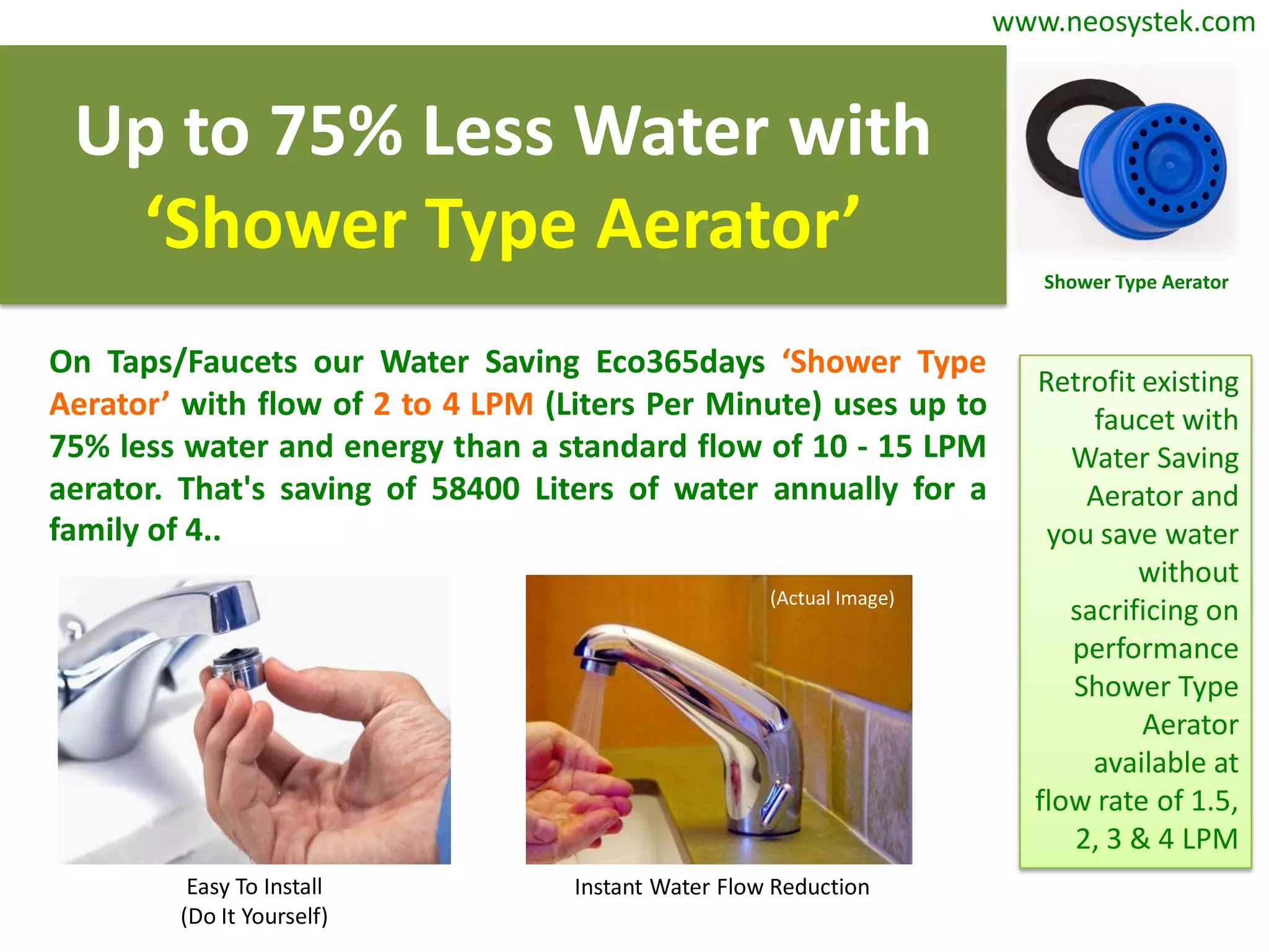 Water Saving Devices by Eco365days Neo Systek | PDF