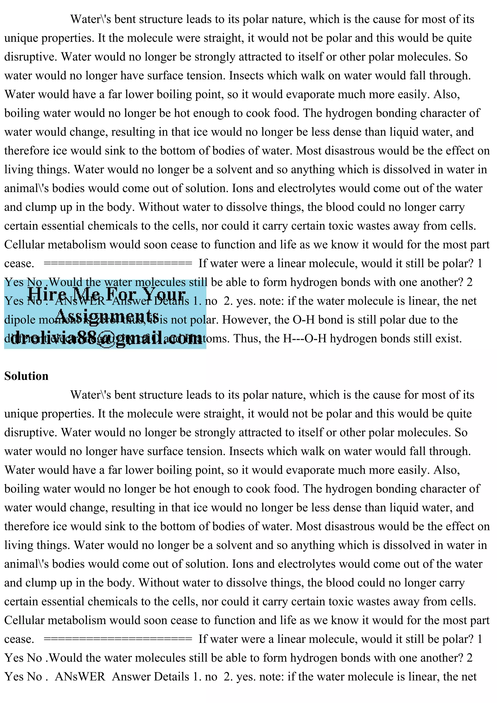 Waters bent structure leads to its polar nature.pdf