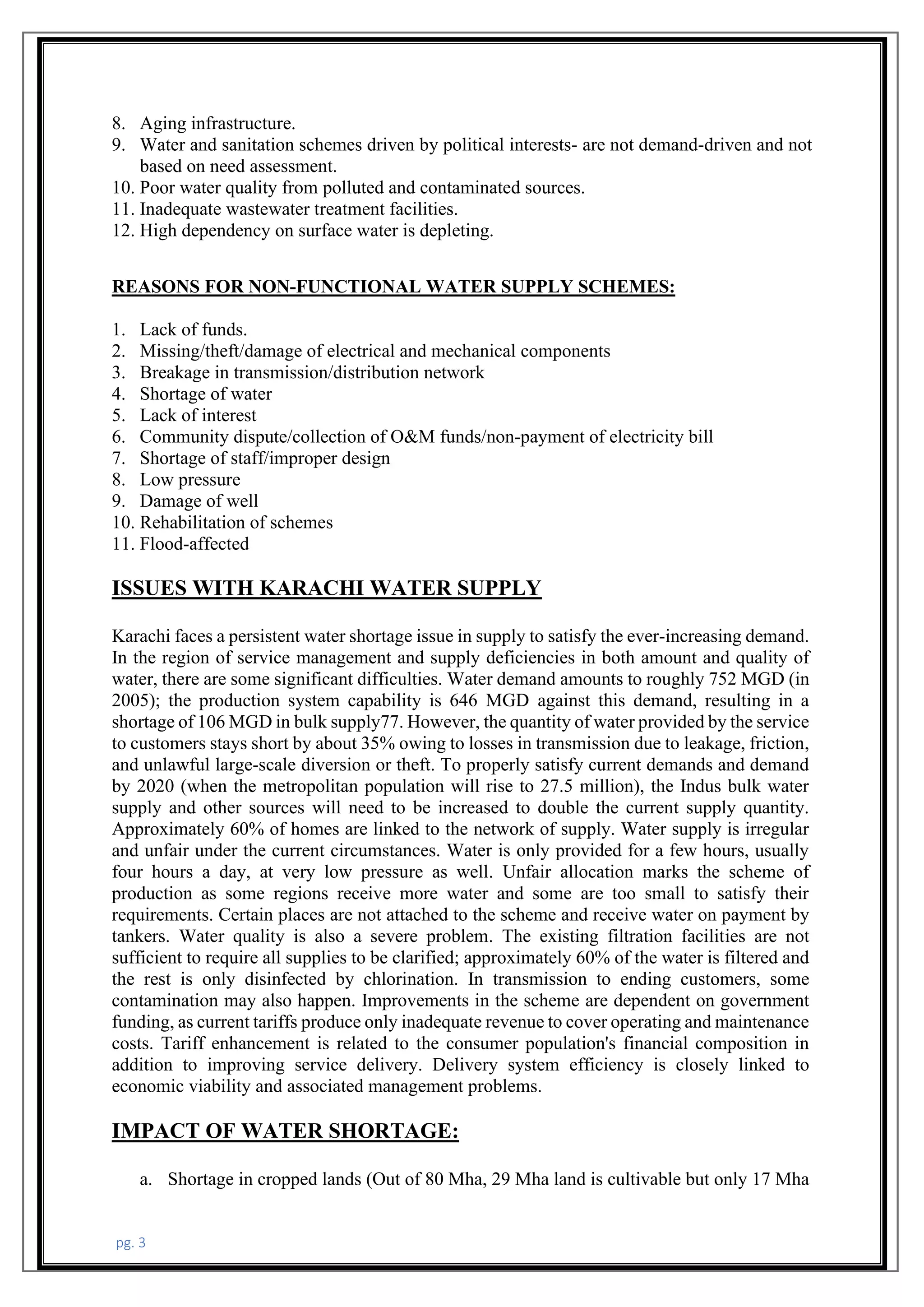 Water scarcity and water poverty index in Karachi megacity | PDF