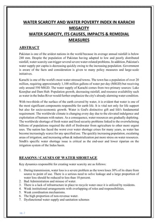 Water scarcity and water poverty index in Karachi megacity | PDF