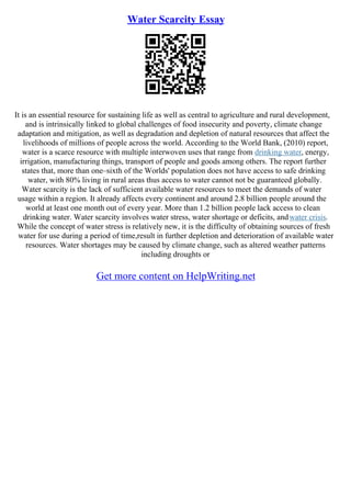 Water Scarcity Essay | PDF