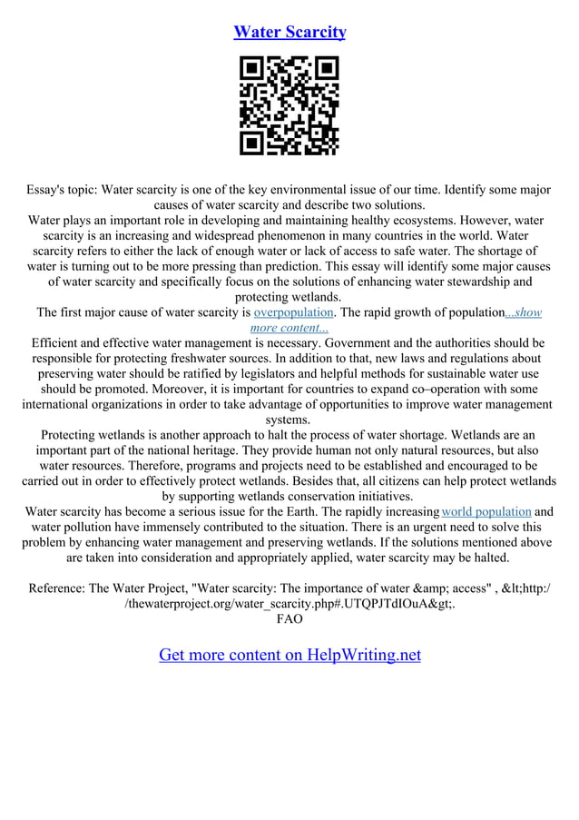 Water Scarcity Essay | PDF