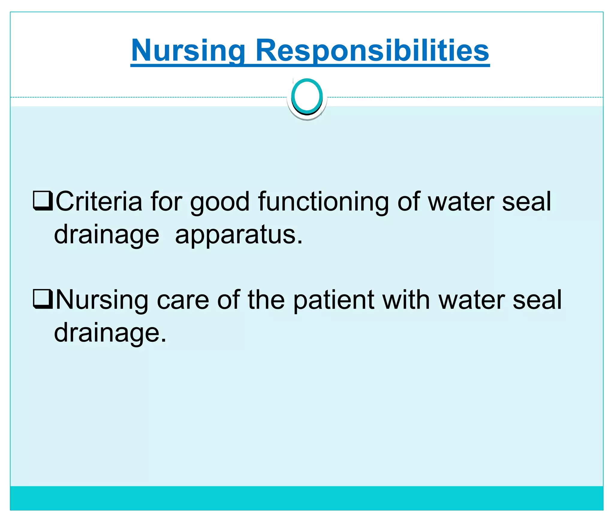 Water Seal Drainage Ppt