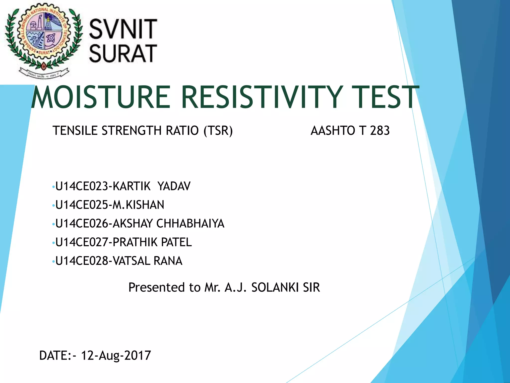 Water sensitivity test (tsr) | PPTX
