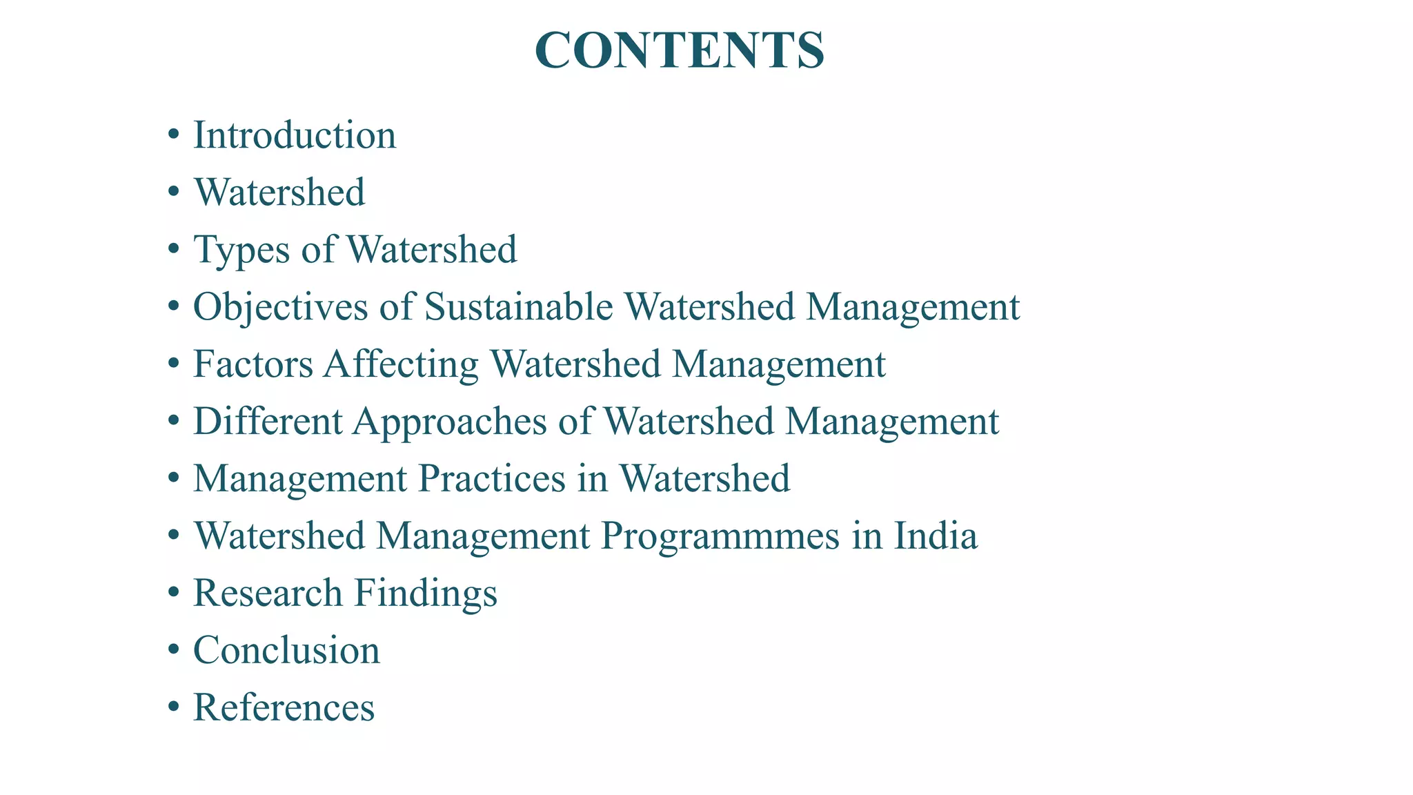 Watershed Management for Sustainable Development of Rainfed areas | PPTX