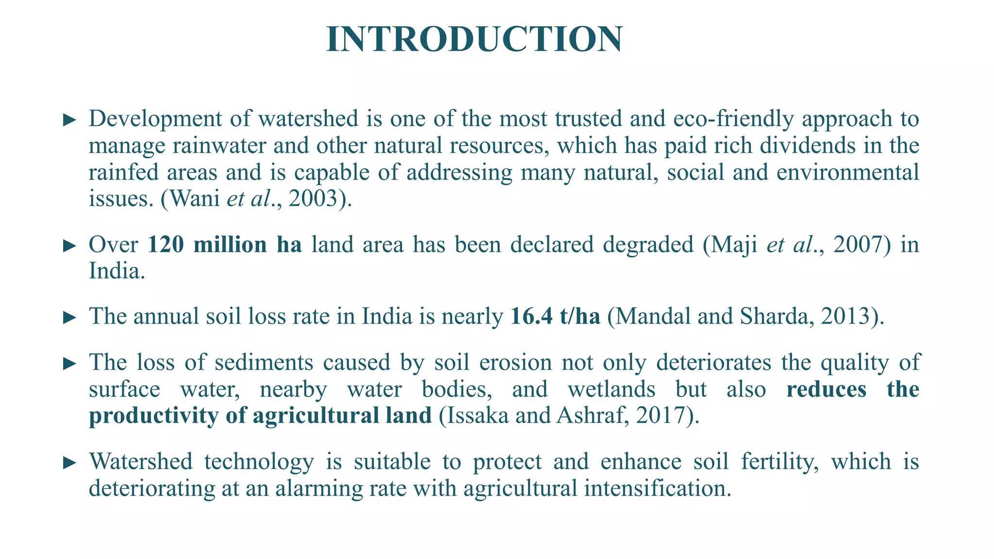 Watershed Management for Sustainable Development of Rainfed areas | PPTX