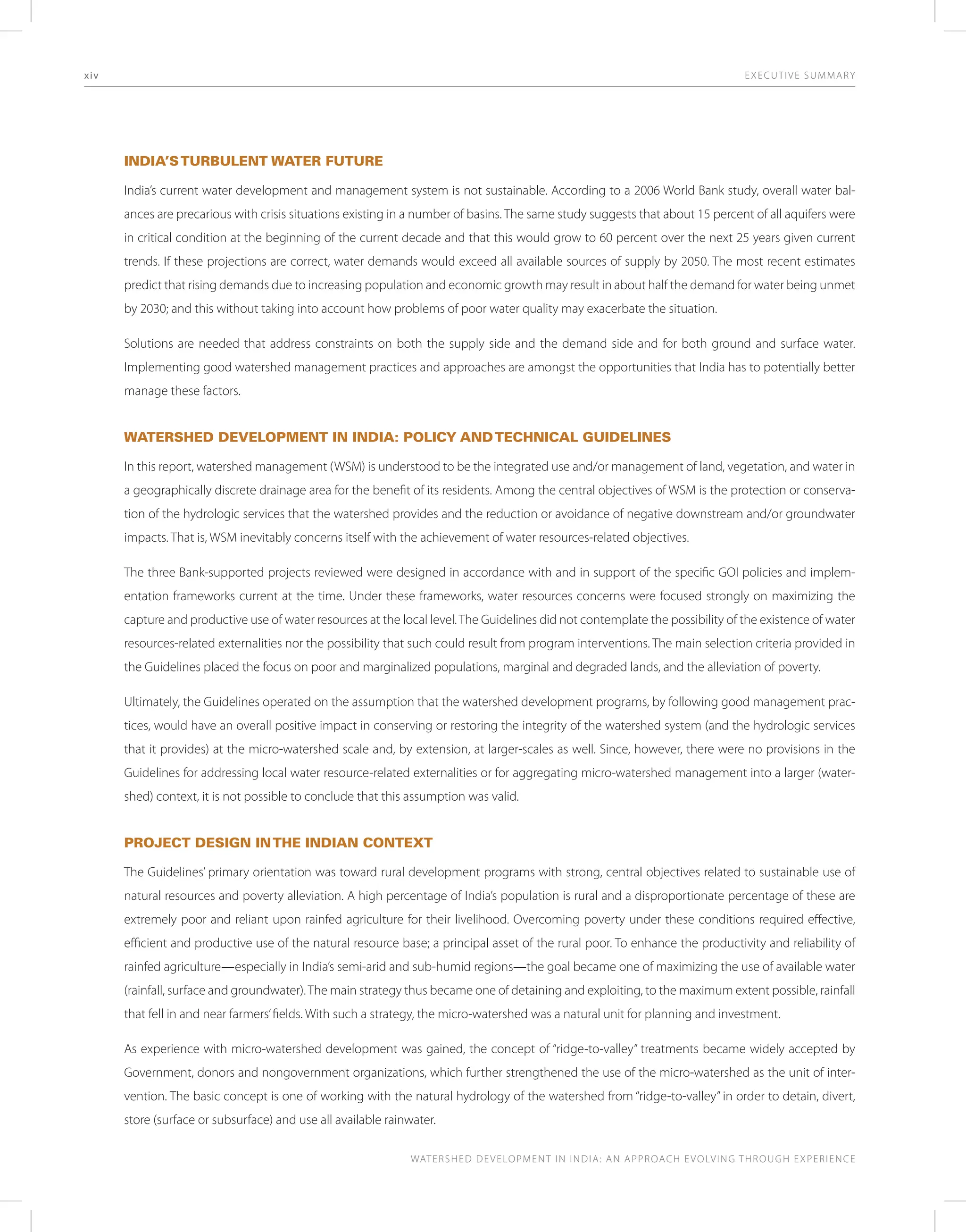 Watershed Development in India An Approach Evolving through Experience ...