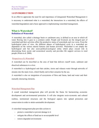 Watershed management 1 | PDF