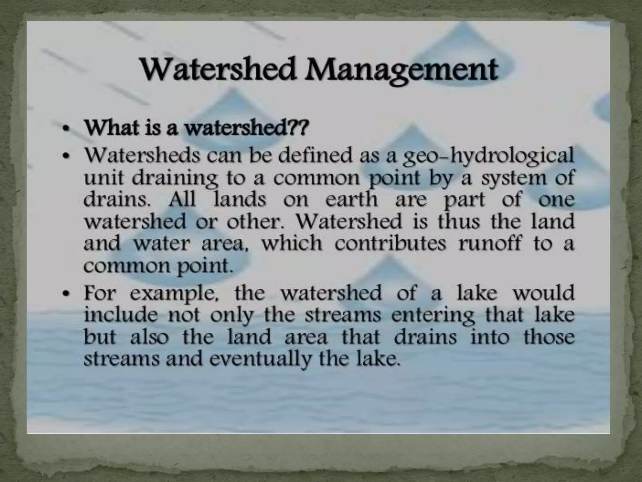 Watershed management A Lecture By Mr Allah Dad Khan Visiting Professor ...