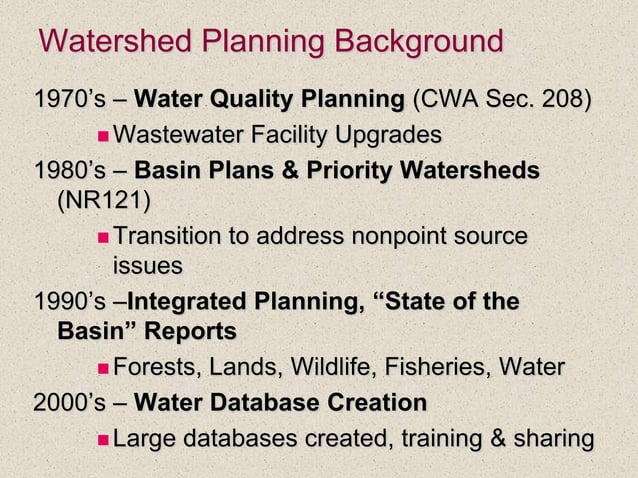 Watershed planning 2011 overview | PPT