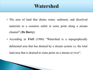Watershed problem and management ; study on Khulna University ...