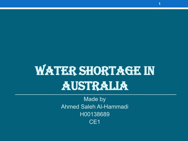Water shortage in australia | PPT