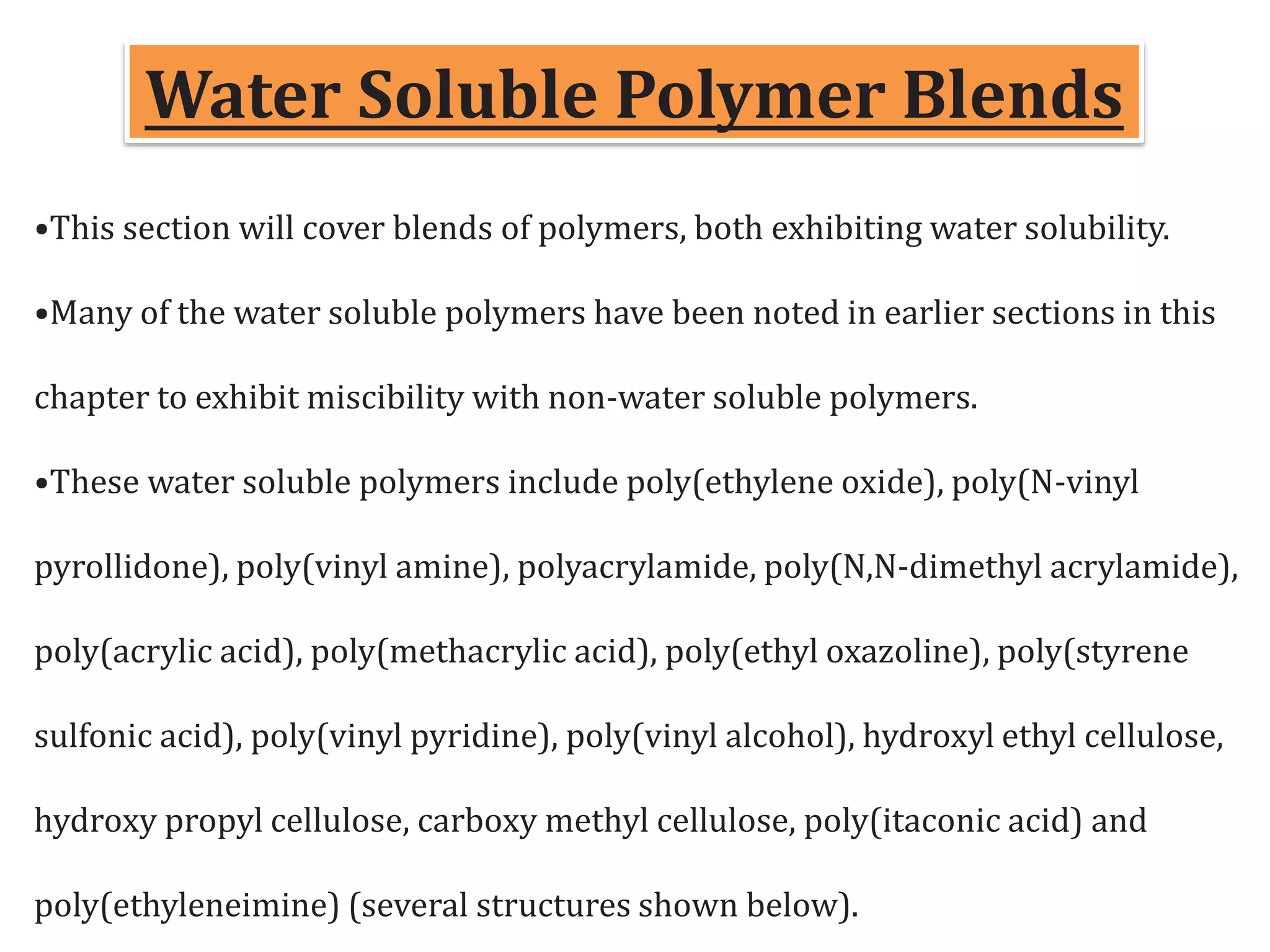 Water soluble polymer | PPTX