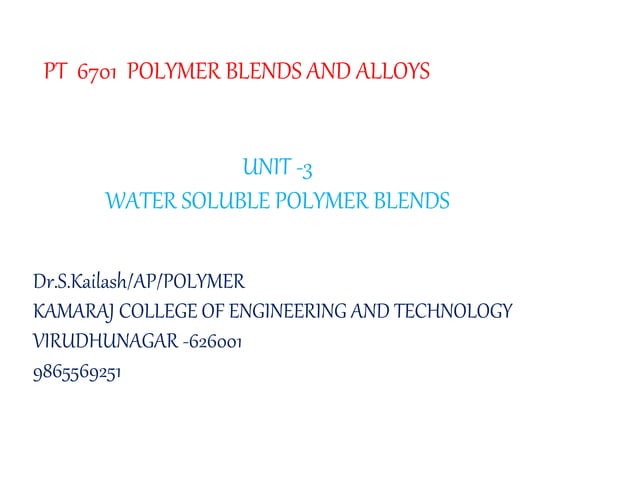 Water soluble polymer | PPTX