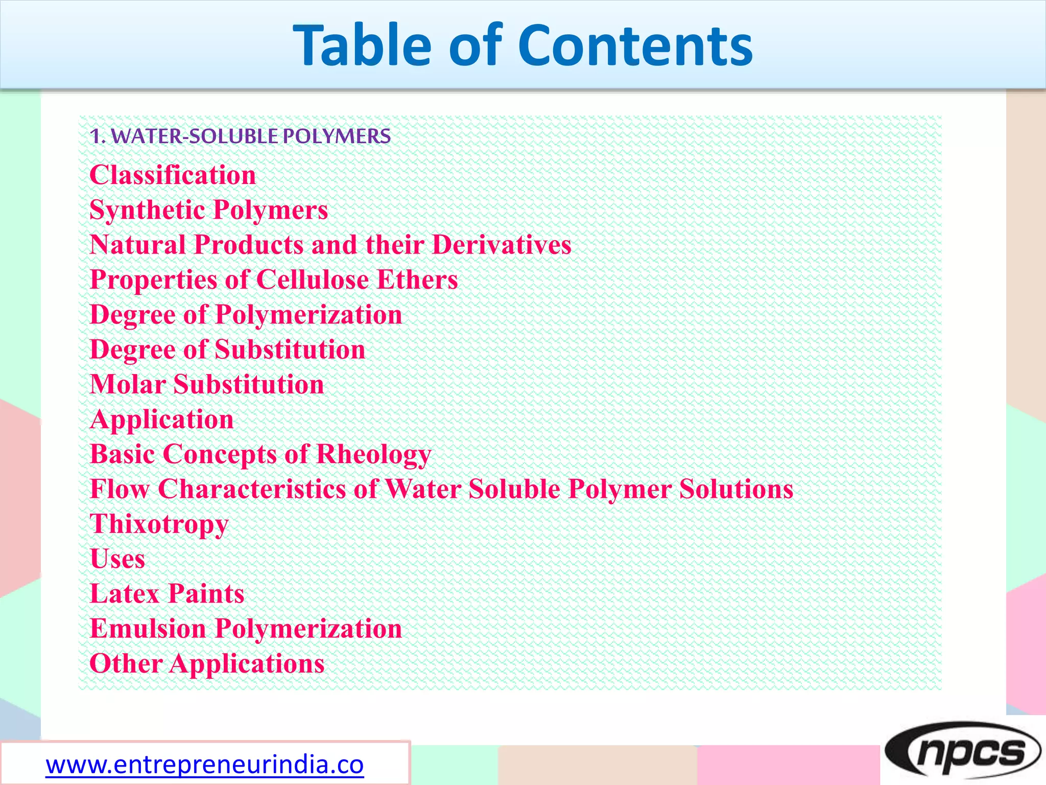 Water Soluble Polymers for Industrial Applications, Compounding ...