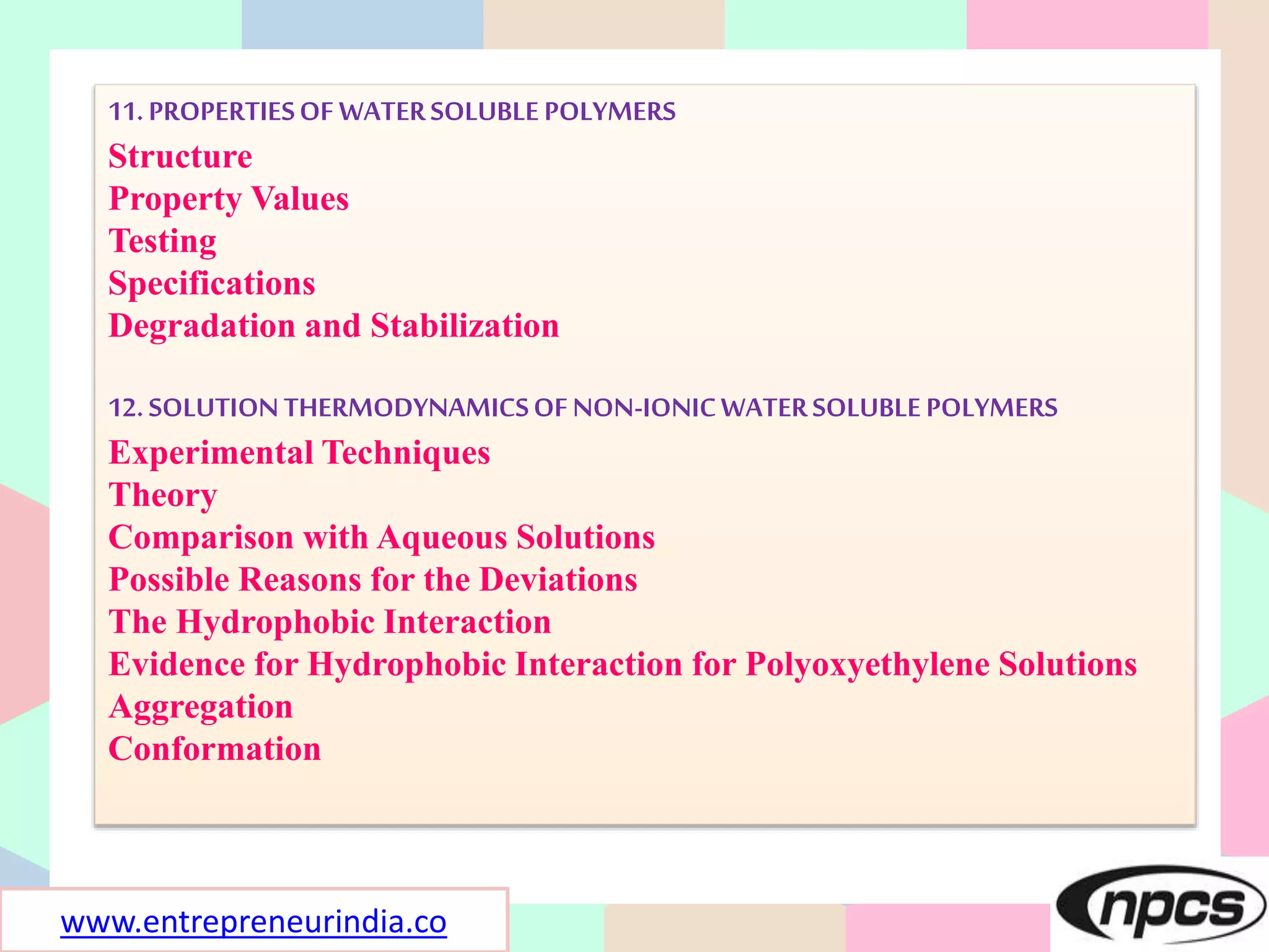 Water Soluble Polymers for Industrial Applications, Compounding ...