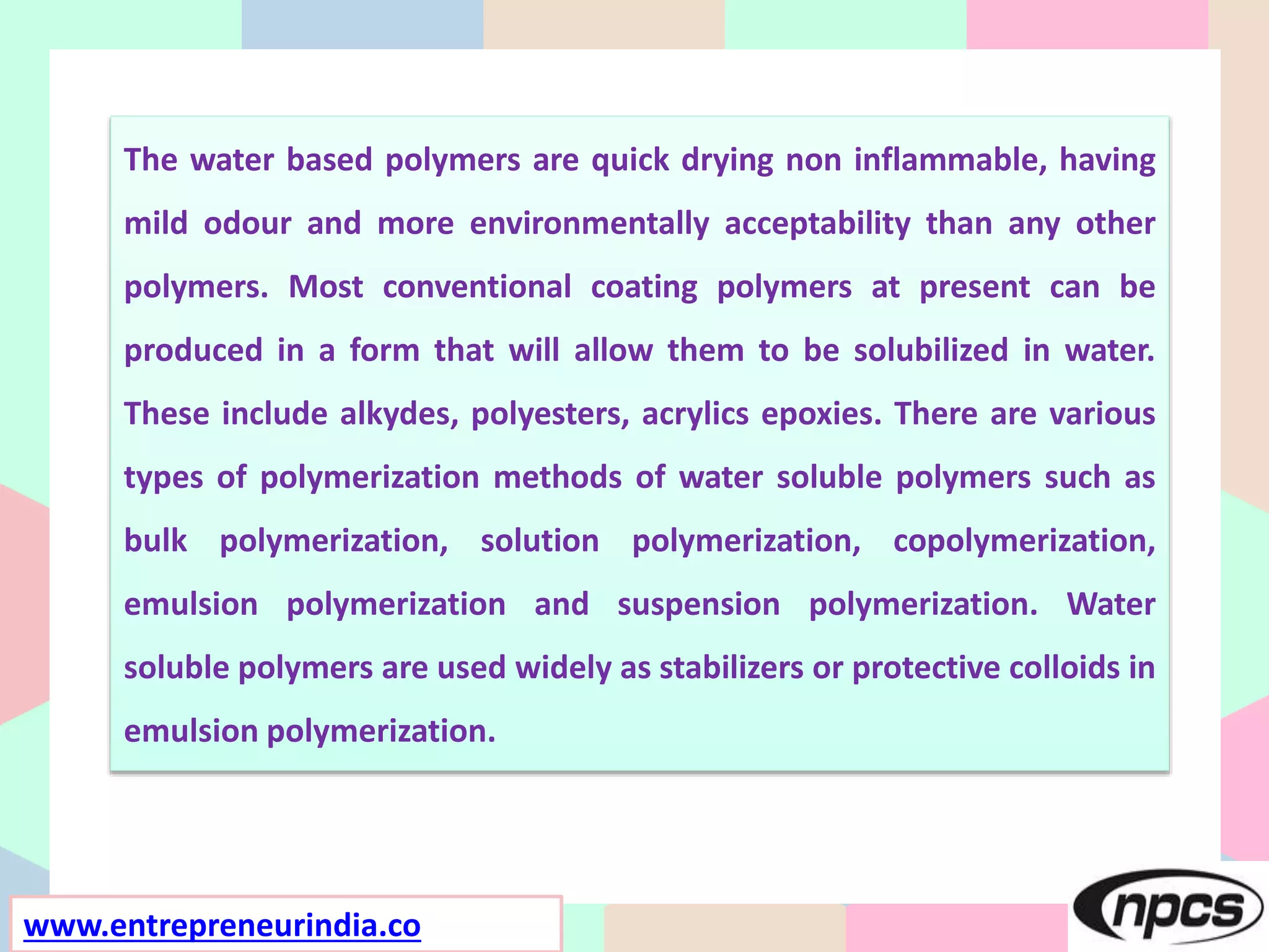 Water Soluble Polymers for Industrial Applications, Compounding ...
