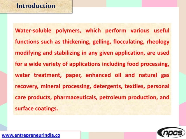 Water Soluble Polymers for Industrial Applications, Compounding ...