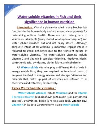 Water soluble vitamins in fish and their signification in human | PDF