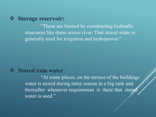 Water sources for environmental studies | PPTX