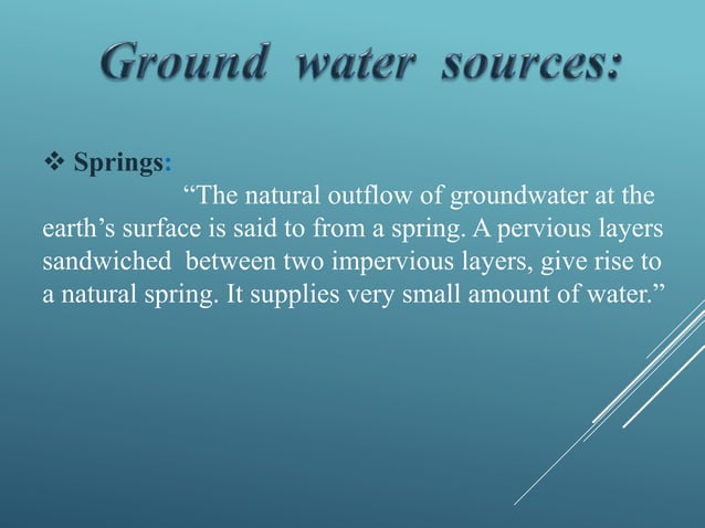 Water sources for environmental studies | PPTX | Chemistry | Science