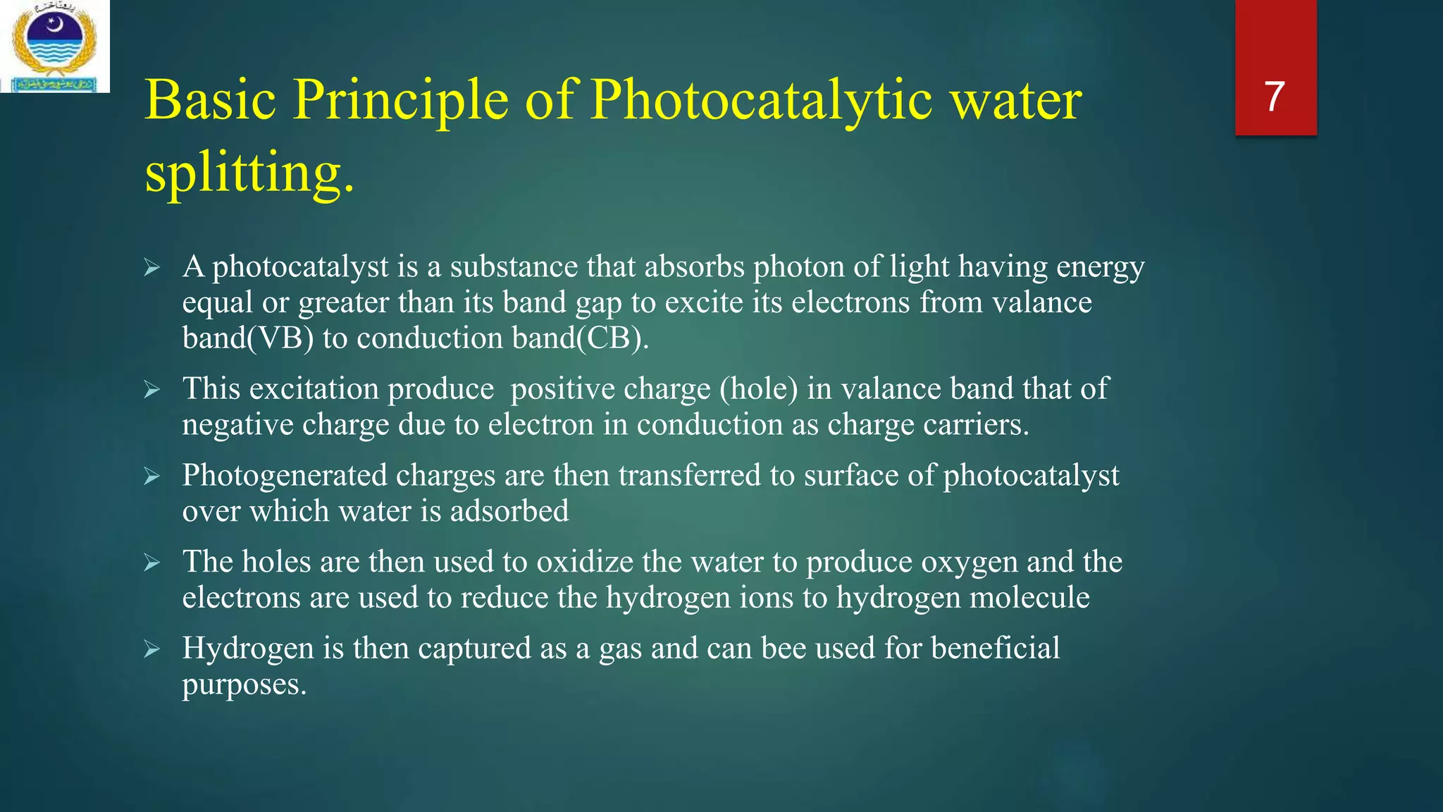 Water splitting on semiconductor catalysts under visible light ...