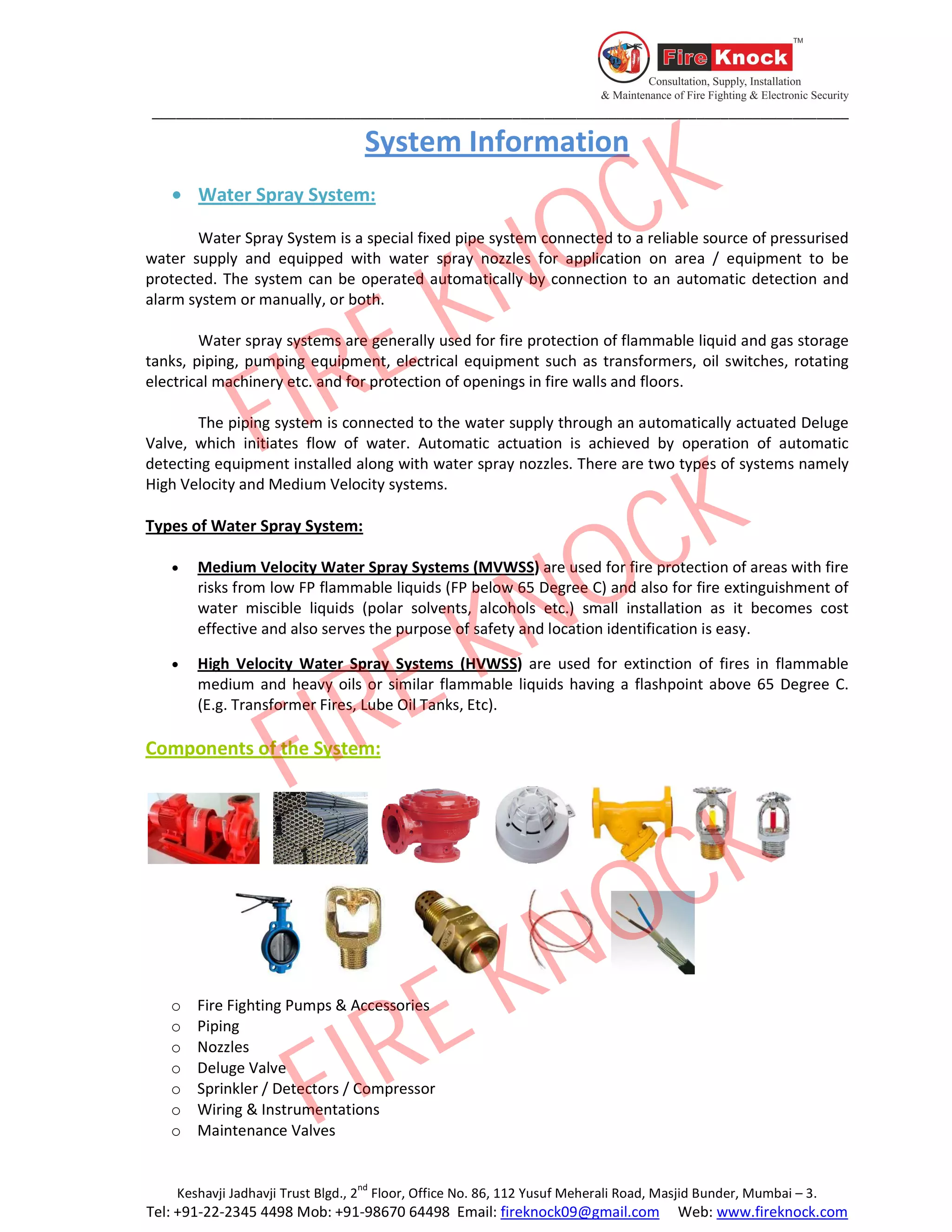 Water spray system | PDF