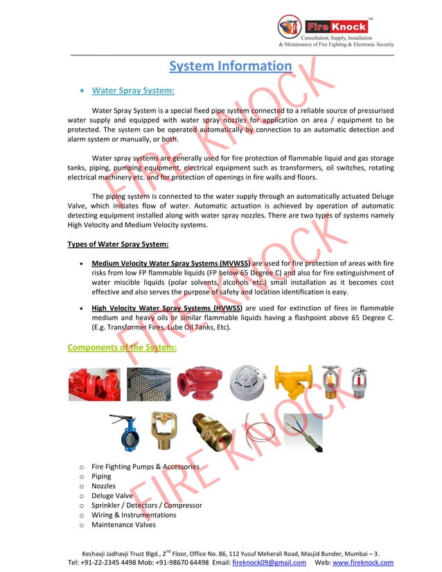 Water spray system | PDF