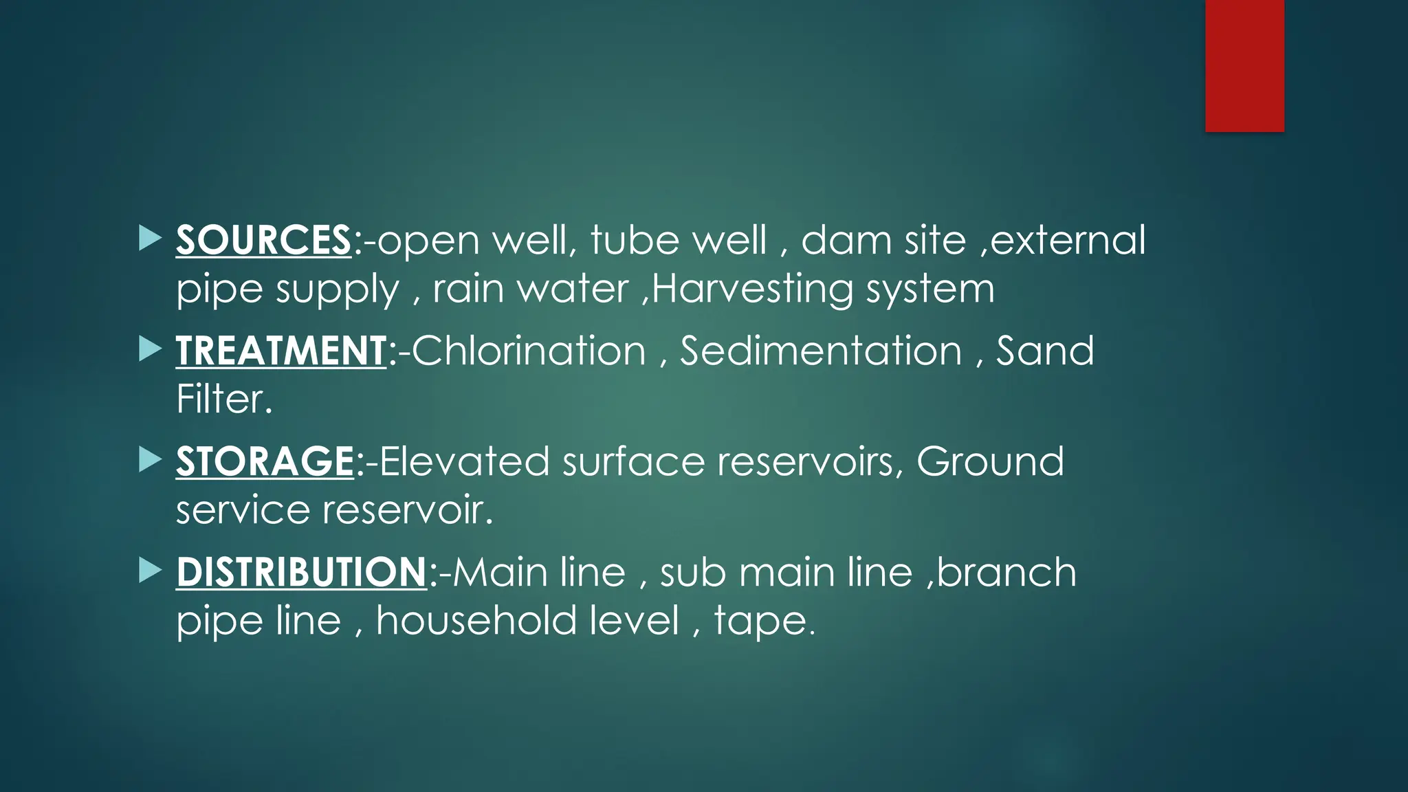 water supply system power point presentation | PPTX
